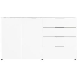 Germania Sideboard &raquo;Oakland mit Glasauflage&laquo; Breite: 134 oder 184 cm, Soft-close, verstellb. B&ouml;den, Made in Germany wei&szlig; Glas, Holzwerkstoff, 