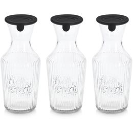 zeller Karaffe &raquo;Glaskaraffe mit Silikondeckel&laquo; Rillenmuster, 1,2l Glas, Silikon 1.200ml