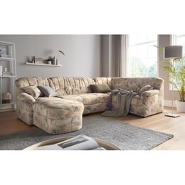 DOMO collection Wohnlandschaft &raquo;Bahia mit viel Platz, zeitloses Design, U-Form&laquo; wahlweise mit Bettfunktion braun Luxus-Microfaser (100% Polyester), 
