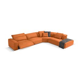 Egoitaliano Ecksofa &raquo;Beverly, extravangantes Designsofa mit erstklassigem Sitzkomfort&laquo; wahlweise mit elektrischer Relaxfunktion, Kopfteilverstellung orange B/H/T: