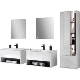 Home Affaire Badm&ouml;bel-Set &raquo;Studio Line, Bad im modernen Design, 5-teiliges Badezimmer&laquo; 5 Stk. tlg. wei&szlig; Einheitsgr&ouml;&szlig;e