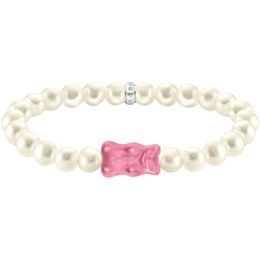 Thomas Sabo Damen Thomas Sabo Armband &raquo;Thomas Sabo x HARIBO Schmuck: Perlenarmband mit Goldb&auml;r&laquo; mit Kristallglas - mit S&uuml;&szlig;wasserzuchtperle wei&szlig; 17, 