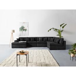Home Affaire Wohnlandschaft &raquo;Skara U-Form&laquo; Lounge-Sofa mit Federkernpolsterung, in vielen Bezugsvarianten grau 100% Polyester B/H/T: 390cm x 86cm x 