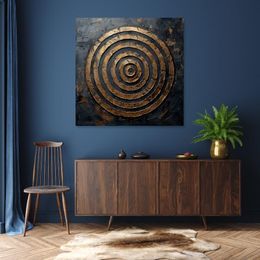 queence Kunstdruck &raquo;Goldene Kreise&laquo; Abstrakt Abstrakte Formen Gem&auml;lde Kunst 1 Stk. tlg. Premium-Leinwandstoff, Handarbeit aus Deutschland gold Canvas,
