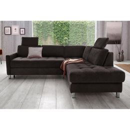 Sit & More sit&more Ecksofa &raquo;Pablo L-Form&laquo; wahlweise mit Schlaffunktion schwarz Struktur fein (100% Polyester);Struktur (100% Polyester) B/H/T: 233cm x 78cm x 