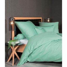Janine Bettw&auml;sche &raquo;Colors&laquo; 3 Stk. feinf&auml;dige uni Bettw&auml;sche f&uuml;r alle Jahreszeiten, Markenrei&szlig;verschluss gr&uuml;n Mako-Satin, Obermaterial: 100% Baumwolle B/L: 