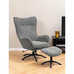 ACTONA GROUP Loungesessel &raquo;Tina&laquo; 2 Stk. tlg. mit Fu&szlig;hocker, Dreh- und Kippfunktion f&uuml;r besonders bequemes Sitzen grau 100% Polyester Chenille 