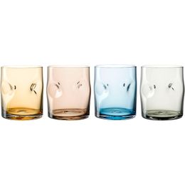 Leonardo Gl&auml;ser-Set &raquo;Trinkglas VESUVIO, 300 ml, 4er-Set&laquo; konische Form, markantes Design - mit Einquetschungen bunt Glas &Oslash; 7,5cm x 9cm, 300ml, 4 Stk.