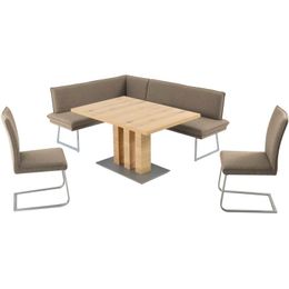 K+w Komfort & Wohnen K+W Komfort & Wohnen Essgruppe &raquo;Santos III&laquo; 4 Stk. tlg. gepolsterte Eckbank und St&uuml;hle, langer Schenkel rechts oder links beige B/H/T: 158cm x 86cm x 