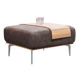 W.Schillig Polsterhocker &raquo;run&laquo; mit elegantem Holzsockel, F&uuml;&szlig;e in Silber matt, Breite 75 cm braun Stoff S37 (100% Polyester);ROHLEDER Chenille-