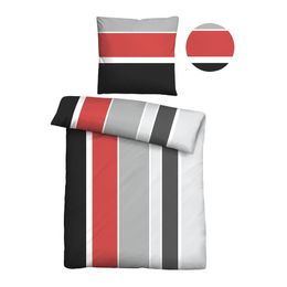 Bettw&auml;sche &raquo;0040562&laquo; 2 Stk. hautsympathisch, 100% Baumwolle, Rei&szlig;verschluss, ganzj&auml;hrig nutzbar rot Renforc&eacute;, Obermaterial: 100% Baumwolle B/L: 135cm 