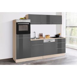 Optifit K&uuml;che &raquo;Bern&laquo; Breite 240 cm, ohne E-Ger&auml;te, St&auml;rke der Arbeitsplatte w&auml;hlbar grau B/H/T: 240cm x 60cm, 38mm Arbeitsplatte