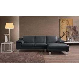 Egoitaliano Ecksofa &raquo;Shakira, Design & Sitzkomfort auf hohem Niveau, Breite 236cm, L-Form&laquo; mit Recamiere, L-Form, edle F&uuml;&szlig;e schwarz Leder &raquo;BULL&laquo; (echtes 