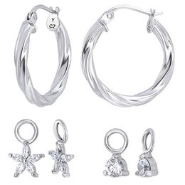 Firetti Damen Paar Creolen &raquo;Multipack Schmuck Geschenk Silber 925 Ohrschmuck Ohrringe Charm&laquo; mit Zirkonia (synth.) silber 20mm, Silber 925 (
