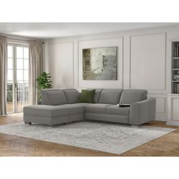 Sit & More sit&more Ecksofa &raquo;Dundee L-Form&laquo; mit Federkern und Edelstahlf&uuml;&szlig;en, wahlweise mit Kopfteilverstellung grau B/H/T: 263cm x 86cm x 219cm, Struktur, 