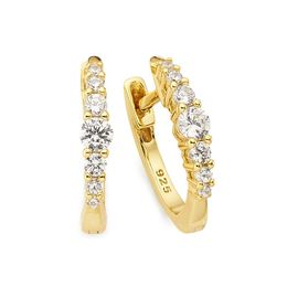 Firetti Damen Paar Creolen &raquo;Schmuck, Geschenk, Silber gelbgoldfarben vergoldete Klappcreolen&laquo; mit Zirkonia (synth.) Silber 925 (Sterlingsilber)
