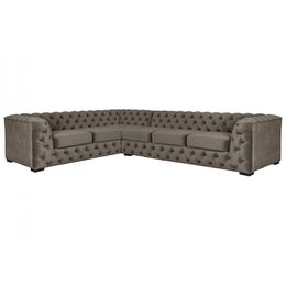 Home Affaire Chesterfield-Sofa &raquo;KALINA L-Form&laquo; hochwertig Chesterfield-Ausf&uuml;hrung braun 100% Polyester B/H/T: 307cm x 67cm x 227cm, Samtvelours, 