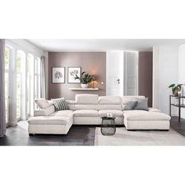 OTTO home Wohnlandschaft &raquo;Alberto U-Form&laquo; mit Kopfteilverstellung, wahlweise mit Schlaffunktion beige 100% Polyester;Microfaser in Antiklederoptik (