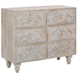 OTTO home Kommode &raquo;Lavin Sideboard&laquo; Mangoholz, mit dekorativen Schnitzereien, Handgefertigt, Breite 110 cm beige Massivholz B/H/T: 110cm x 90cm x 45cm
