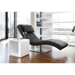Salesfever Relaxsessel &raquo;Komfortabler Loungesessel&laquo; mit Nackenkissen, Relaxliege mit modernem Metallfu&szlig; schwarz Kunstleder, B/H/T: 60cm x 83cm x 200cm