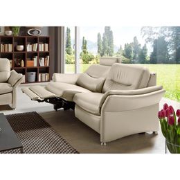 Hukla 2,5-Sitzer &raquo;HU-SF15058 Ledersofa, Breite 194 cm&laquo; aus Leder, optional Kopfst&uuml;tze u. WallAway-Funktion beige B/H/T: 194cm x 91cm x 92cm, Leder, 