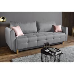 Home Affaire Schlafsofa &raquo;Nordic, B: 219 cm, Liegel. 137x195 cm&laquo; Schlaffunktion, Bettkasten & 2 Zierkissen, Federkern grau Struktur (100% Polyester);