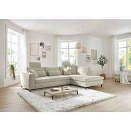 Die PlanBar Ecksofa &raquo;MP-IN24153, L-Form, Breite 289 cm&laquo; wahlweise mit Schlaffunktion und verstellbaren Kopfst&uuml;tzen beige 100% Polyester B/H/T: 289cm x
