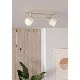Eglo Deckenspot &raquo;CORATO&laquo; E14 1 Stk. Deckenlampe, Metall in Sandfarben, Nickel-Matt, Glas in Wei&szlig;, E14 beige 2, H: 12,5cm, 1 Stk.