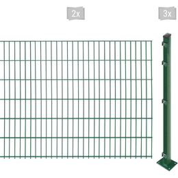 Arvotec Doppelstabmattenzaun &raquo;EASY 123 zum Aufschrauben&laquo; Zaunh&ouml;he 123 cm, Zaunl&auml;nge 2 - 60 m gr&uuml;n Kunststoff, Stahl H/L: 123cm x 4m, Pfosten: 3 Stk.