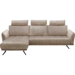 Die PlanBar Ecksofa &raquo;MP-IN20041 L-Form&laquo; optional Sitztiefenverstellung und Kopfst&uuml;tzen grau 100% Polyester B/H/T: 285cm x 84cm x 178cm, Velours, 