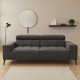 DOMO collection 2-Sitzer &raquo;Trento, mit Kufenfu&szlig; oder Einzelfu&szlig;&laquo; whlw. verstellbare Kopfteile, passend f&uuml;r g&auml;ngige Saugroboter grau 92% Polyester, 8% 