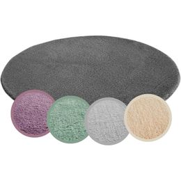ANDIAMO Teppich &raquo;Arezzo&laquo; rund 16 mm H&ouml;he Uni Farben, weicher Flor, waschbar, ideal im Wohnzimmer & Schlafzimmer grau Polyester &Oslash; 67cm 1 Stk., 16mm, &Oslash; 67cm