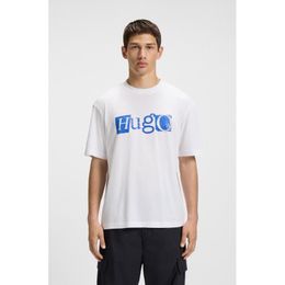 Hugo Herren Hugo T-Shirt &raquo;Nugix&laquo; mit grafischem Logo-Druck wei&szlig; L