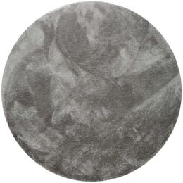 Teppich &raquo;Pisa&laquo; rund 25 mm H&ouml;he Hochflor, Microfaser, uni, weich, Shaggy, Wohnzimmer, Schlafzimmer grau Polyester &Oslash; 120cm 1 Stk., 25mm, &Oslash; 120cm
