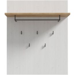 FORTE Garderobenpaneel &raquo;Bohol Paneel 5 Haken, Kleiderstange, Ablageboden&laquo; B/H/T 86,5/1056/30 cm braun Massivholz B/H/T: 86,5cm x 105,6cm x 30cm