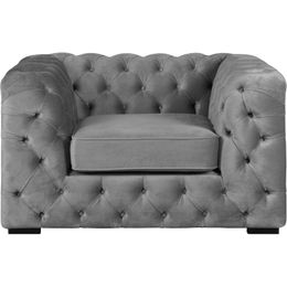 Home Affaire Chesterfield-Sessel &raquo;Kalina Sessel&laquo; mit klassischer Chesterfield-Knopfheftung, sehr hochwertige Qualit&auml;t grau 100% Polyester Samtvelours,