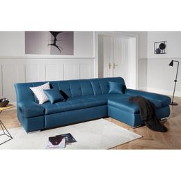 DOMO collection Ecksofa &raquo;MONA 297x173 cm, modern und komfortabel&laquo; whlw. mit Bettfunktion, L-Form blau Struktur fein 100% Polyester;Chenilleoptik 100% 