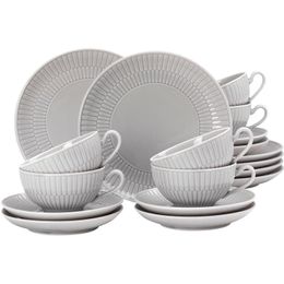 Seltmann Weiden Teeservice &raquo;Geschirr-Set, 18 Teile, Amina, klein&laquo; Tassen, Untertassen, Teller, Made in Germany, 18 Teile, f&uuml;r 6 Personen grau Porzellan 18 Stk.