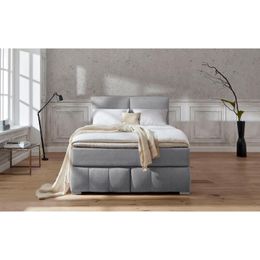 Home Affaire Boxspringbett &raquo;Wehma&laquo; inkl. Topper in 3 verschiedenen Matratzen, auch in Samtstoff grau Struktur fein (100% Polyester) Struktur fein, 