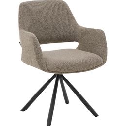 Musterring Esszimmerstuhl (Set) 2 Stk.Gestell Eisen schwarz, 180&deg; drehbar, R&uuml;ckholmechanik, SH 48 cm beige Eisen, Stoff B/H/T: 62cm x 83cm x 62cm, 2 Stk., Boucl&eacute;