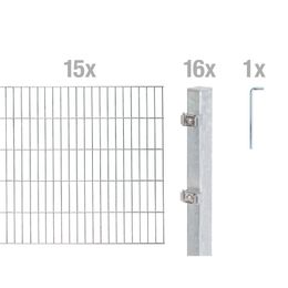 Alberts Doppelstabmattenzaun &raquo;Grundset&laquo; H&ouml;he: 80-200 cm, Gesamtl&auml;nge: 4-30 m, zum Einbetonieren Stahl H/L: 80cm x 30m