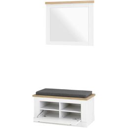 OTTO home Garderoben-Set &raquo;WESTMINSTER&laquo; mit Sitzkissen, 4 F&auml;cher, Spiegel, 2 Stk. tlg. wei&szlig; B/H/T: 92cmcm x 200cmcm x 45cmcm