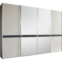 Wiemann Schwebet&uuml;renschrank &raquo;Rialto&laquo; hochwertige Glas- und Spiegelfront mit Querriegel grau B/H/T: 296,3cm x 217cm x 67cm, T&uuml;ren: 4 Stk.