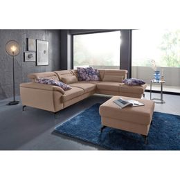 Sit & More sit&more Ecksofa &raquo;Percy L-Form&laquo; 12 cm Fu&szlig;h&ouml;he, Sitztiefenverstellung, wahlweise in 2 Fu&szlig;farben beige B/H/T: 270cm x 77cm x 235cm, Feinstruktur, 