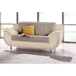 Trendmanufaktur 2-Sitzer &raquo;Rondo 3, mit extrabreiten Armlehnen f&uuml;r mehr Sitzkomfort&laquo; wahlweise mit Federkern beige Kunstleder SOFTLUX / Struktur (77% 