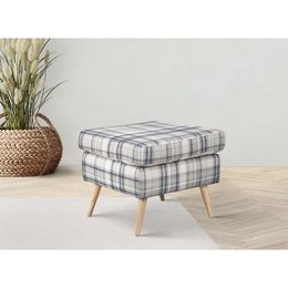 Home Affaire Hocker &raquo;Charles&laquo; passend zum Sessel "Charles" blau 100% Polyester B/H/T: 58cm x 49cm x 58cm, Struktur karo