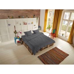 HIP Bettw&auml;sche &raquo; Uni&laquo; 2 Stk. 100% Baumwolle, Mako-Satin, 135x200, Unifarben Wei&szlig;, Rei&szlig;verschluss grau Satin, Obermaterial: 100% Baumwolle B/L: 135cm x