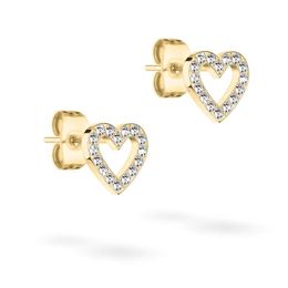 Tamaris Damen Paar Ohrstecker &raquo;Sparkling Hearts, Herzen&laquo; mit Zirkonia (synth.) gold Edelstahl