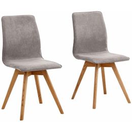 OTTO home Esszimmerstuhl &raquo;Rania&laquo; (Set) 6 Stk.Eiche, 2er/4er/6er-Set, K&uuml;chenstuhl grau Luxus-Microfaser in Lederoptik (100% Polyester);Echtleder B/H/T: