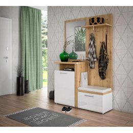 FORTE Kompaktgarderobe &raquo;Tuluza&laquo; Breite ca. 128,8 cm wei&szlig; FSC -zertifizierter Holzwerkstoff B/H/T: 128,8cm x 201cm x 43,4cm, T&uuml;ren: 2 Stk.